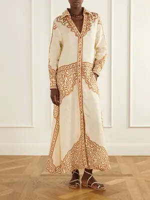 Johanna Ortiz Modern Markings Printed Linen Dress