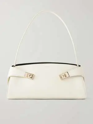 FERRAGAMO Hug Leather Shoulder Bag - Cream