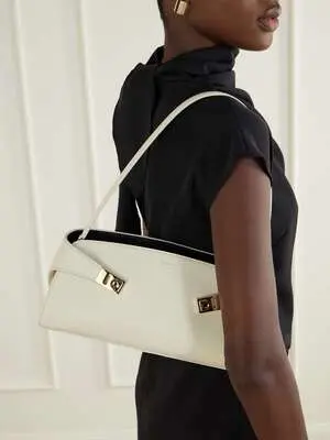 FERRAGAMO Hug Leather Shoulder Bag - Cream