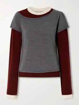 Staud Sera Layered Wool-blend Sweater - Gray