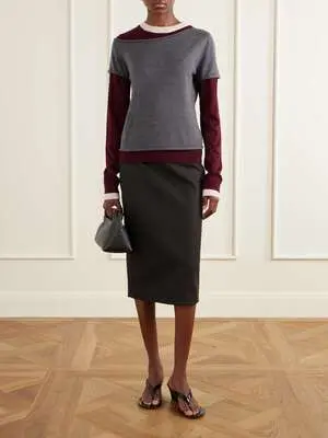 Staud Sera Layered Wool-blend Sweater