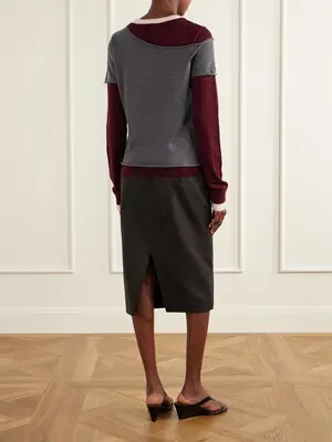 Staud Sera Layered Wool-blend Sweater - Gray