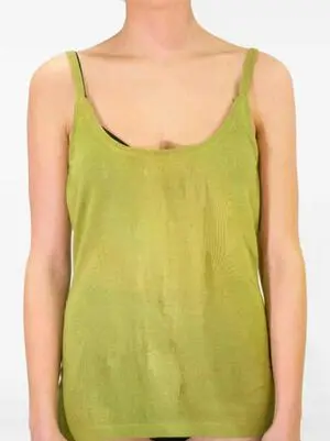 LA ROSE Fine-knit Scoop-neck Tank Top - Green