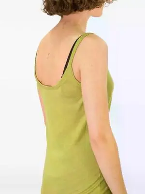 LA ROSE Fine-knit Scoop-neck Tank Top - Green