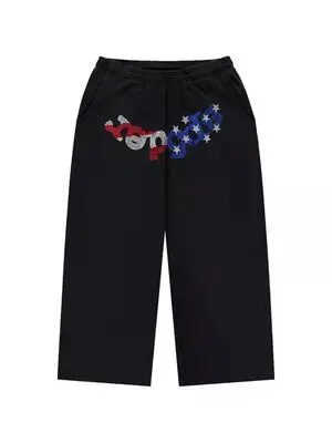 SP5DER Og Web Rhinestone Track Shorts - Black
