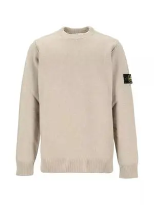 Stone Island 5100072 Lambswool Regular-fit Crewneck Jumper With Ribbed Trims - Neutrals