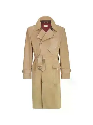 Brunello Cucinelli Suede Motorcyle-trench With Nappa-leather Inserts