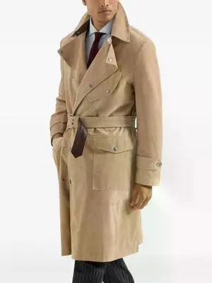 Brunello Cucinelli Suede Motorcyle-trench With Nappa-leather Inserts