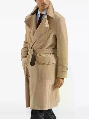 Brunello Cucinelli Suede Motorcycle Trench With Nappa-leather Inserts - Neutrals