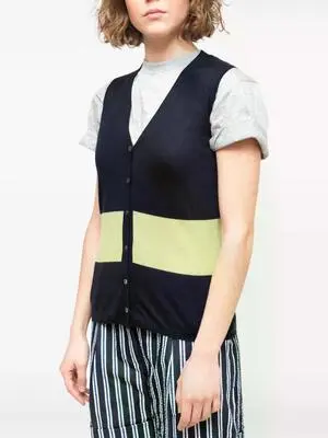 LA ROSE Sleeveless V-neck Cardigan