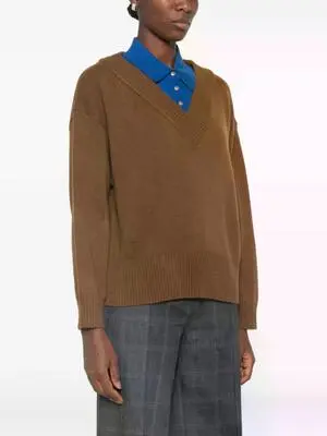 Sandro V-neck Ribbed-trim Polo Sweater