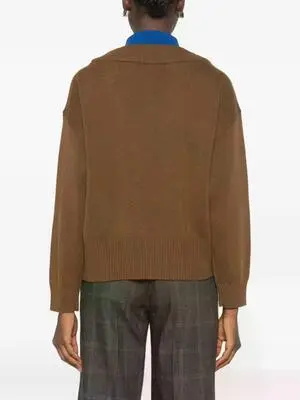Sandro V-neck Ribbed-trim Polo Sweater