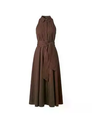 TOCCIN Chelsea Tie-front Shirt Midi Dress - Brown