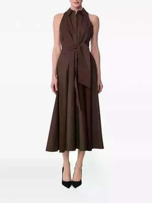 TOCCIN Chelsea Tie-front Shirt Midi Dress - Brown