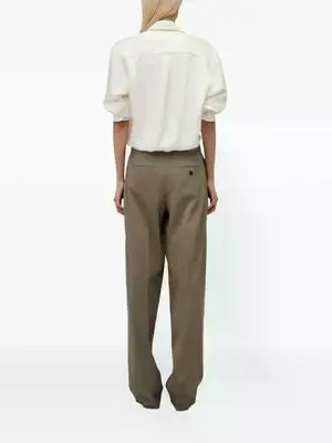 Alexander Wang Logo-waistband Tailored Trousers - Neutrals