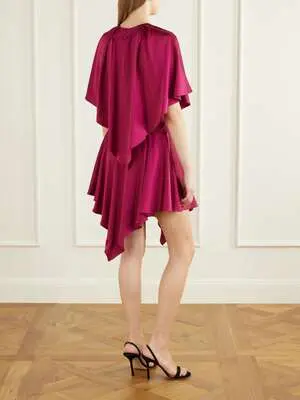 Stella McCartney Gathered Tiered Satin Midi Dress