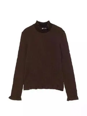 Sandro Smocked Ruffled Top