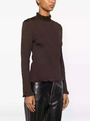 Sandro Smocked Ruffled Top