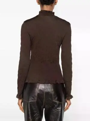 Sandro Smocked Ruffled Top