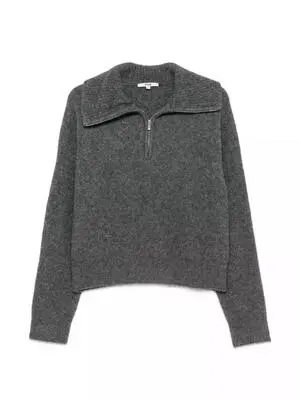 Maje Half-zip High-neck Sweater - Grey