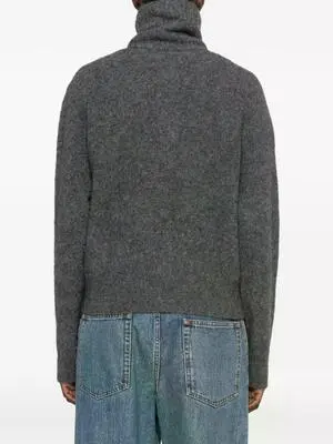 Maje Half-zip High-neck Sweater - Grey