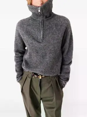 Maje Half-zip High-neck Sweater