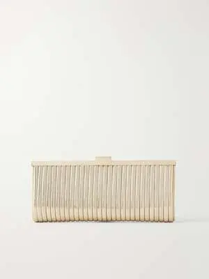 AQUAZZURA Heatwave Metallic Leather Clutch Bag - Gold