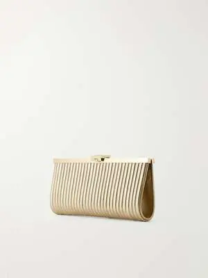 AQUAZZURA Heatwave Metallic Leather Clutch Bag