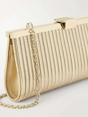 AQUAZZURA Heatwave Metallic Leather Clutch Bag