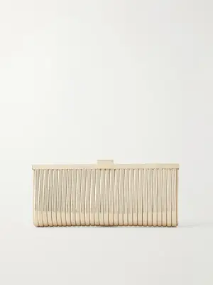 AQUAZZURA Metallic Leather Clutch Bag - Gold