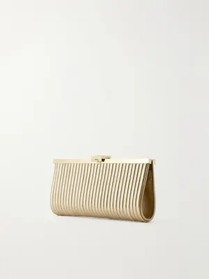 AQUAZZURA Metallic Leather Clutch Bag - Gold