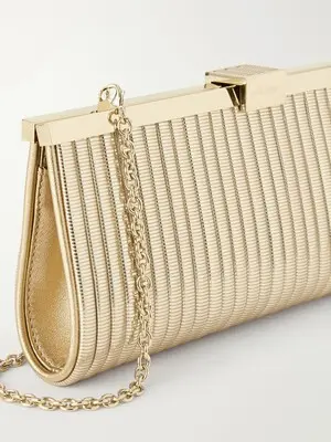 AQUAZZURA Metallic Leather Clutch Bag - Gold