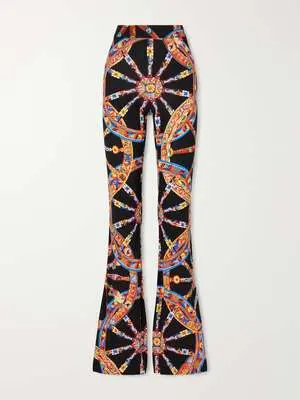 Dolce & Gabbana Organza Carretto Printed Flared Crepe Pants - Multi