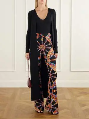 Dolce & Gabbana Organza Carretto Printed Flared Crepe Pants