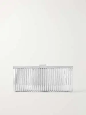 AQUAZZURA Heatwave Metallic Leather Clutch - Silver