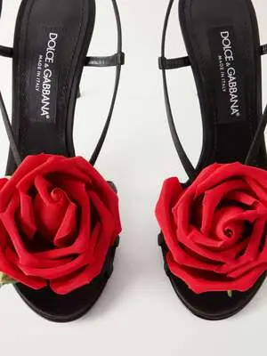 Dolce & Gabbana Floral-appliqué Satin Sandals