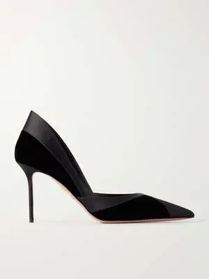 AQUAZZURA Shadow 85 Velvet And Satin Pumps - Black