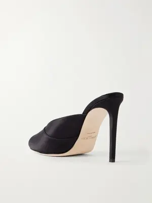 JIMMY CHOO Brigitte 100 Satin Mules - Black