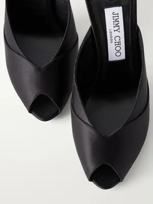 JIMMY CHOO Brigitte 100 Satin Mules - Black