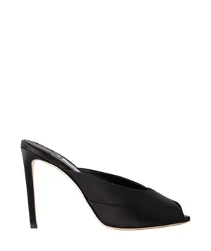 JIMMY CHOO Brigitte 100 Satin Mules - Black