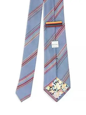 Paul Smith Striped Silk Tie - Blue