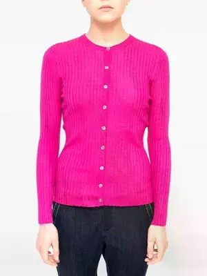 LA ROSE Ribbed Cashmere Cardigan - Pink