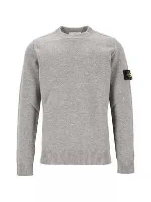 Stone Island 5100072 Lambswool Regular-fit Crewneck Jumper With Ribbed Trims - Grey