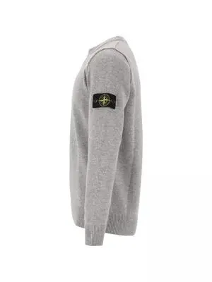 Stone Island 5100072 Lambswool Regular-fit Crewneck Jumper With Ribbed Trims - Grey