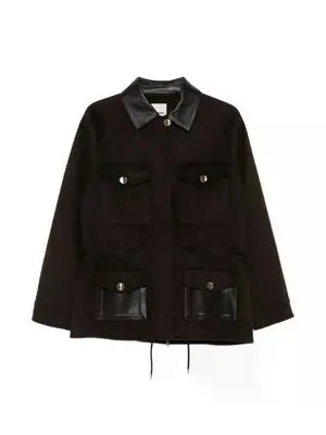 Sandro Leather-trim Wool Coat