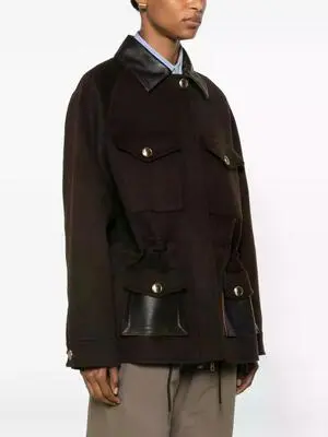 Sandro Leather-trim Wool Coat