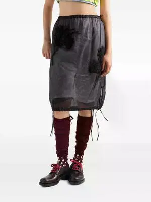 Prada Embroidered Organdy Midi-skirt