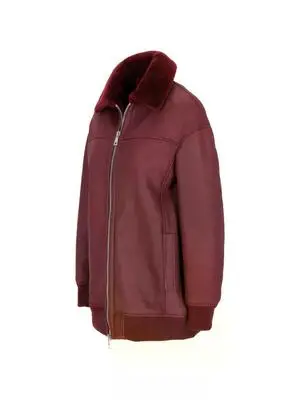 LA ROSE Shearling-collar Bomber Jacket