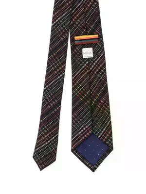 Paul Smith Signature Stripe' Houndstooth Silk-blend Tie - Black