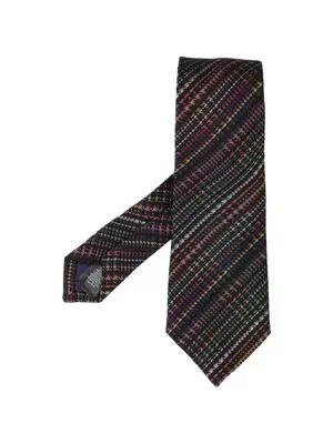 Paul Smith Signature Stripe' Houndstooth Silk-blend Tie - Black